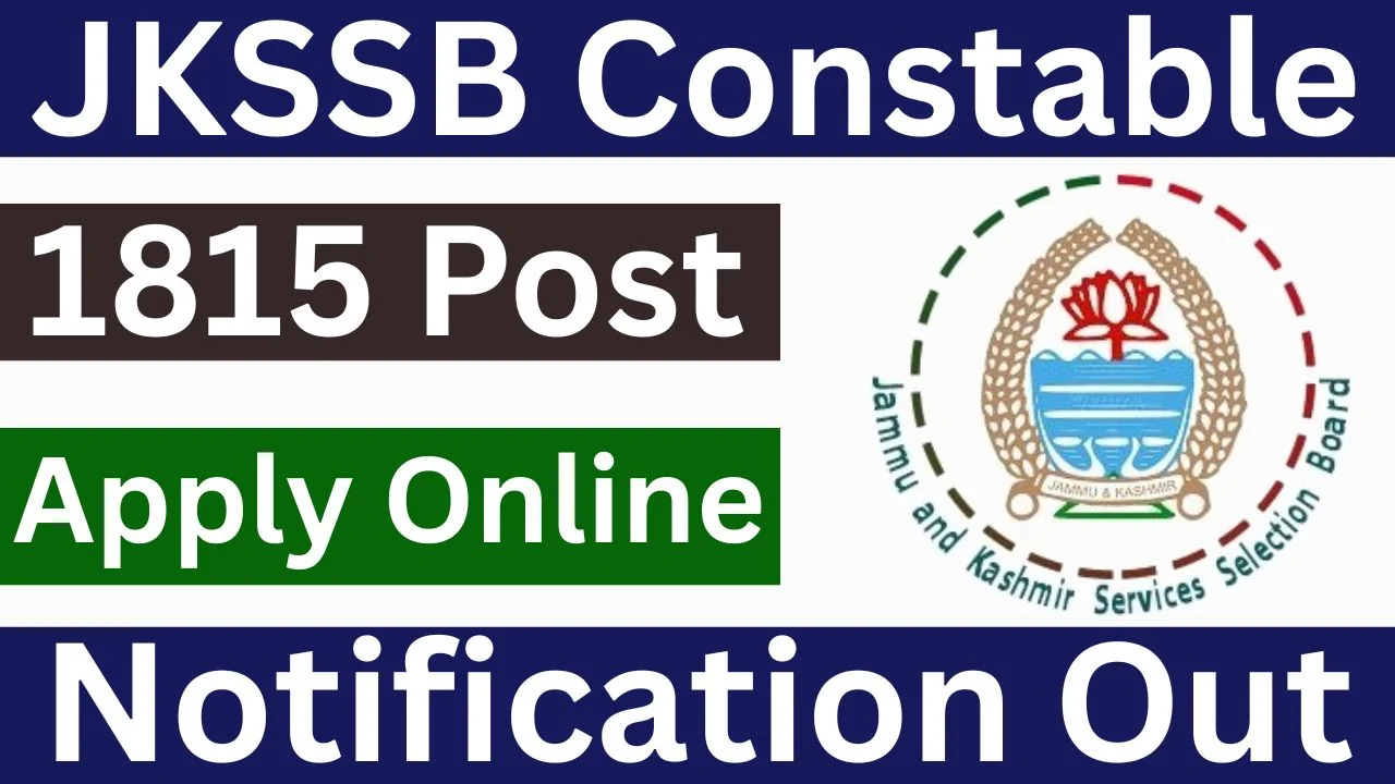 JKSSB Constable Recruitment 2026 [1815 Post] Apply Online